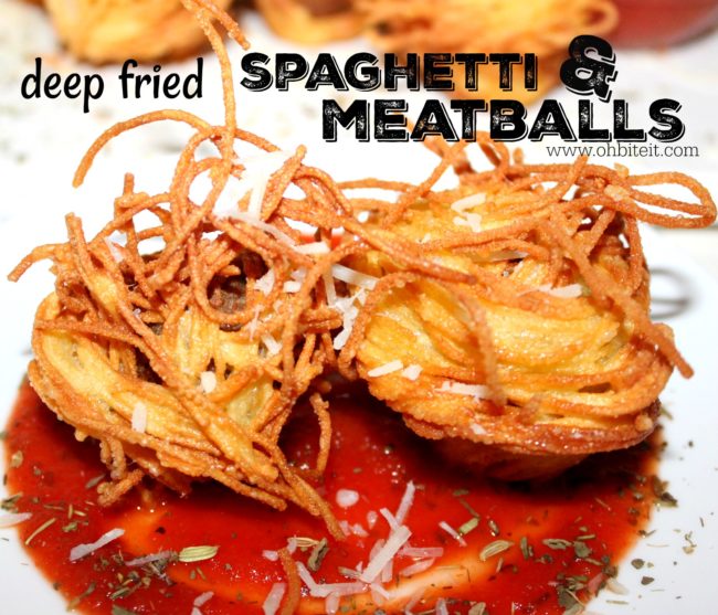 ~Deep Fried Spaghetti & Meatballs! - Oh Bite It